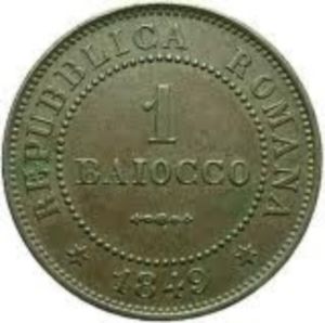 Coin: 1 Baiocco (Italian States(Roman Republic - Roma (1849)) WCC:km22 ...