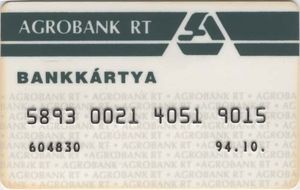 Bank Card: Intra-bank card (Agrobank, Hungary) Col:HU-GM-0008