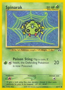 Game Card: Spinarak (Pokémon TCG(Neo Discovery Set - Unlimited Edition ...
