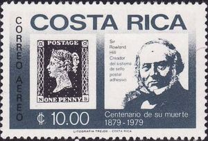 Stamp: Penny Black and Sir Rowland Hill (Costa Rica(Sir Rowland Hill ...