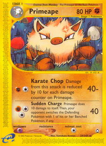 Game Card: Primeape (Pokémon TCG) (Aquapolis Set) Col:PKM-AQS-EN029