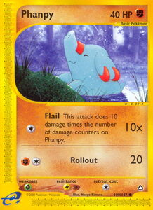 Tarjeta de juego: Phanpy (Pokémon TCG(Aquapolis Set) Col:PKM-AQS-EN100
