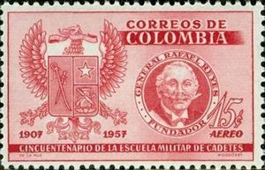 Stamp: Coat of Arms, General Reyes (Colombia(Colombian Military Academy ...
