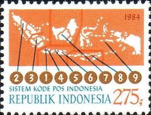 Stamp: Introduction of New Post Code Zones (Indonesia(Introduction of ...