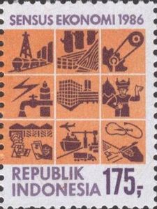 Stamp: Economic Census- Symbols of economy (Indonesia(Economic Census ...
