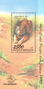 Stamp: Tiger (Panthera tigris) (Indonesia(National Love Flora & Fauna ...