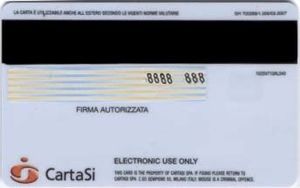 Bank Card: Visa Electron (CartaSi, ItalyCol:IT-VE-0006