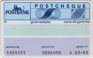 Bank Card: Postcheque Card (1) (Postbank, Netherlands) Col:NL-GM-0001