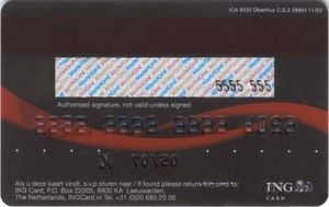 Bank Card: MasterCard Standard "ING Card" (ING Bank, Netherlands) Col ...