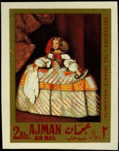 Stamp: The Infanta Dońa Margarita, Velazquez (c. 1660) (Ajman(Paintings ...