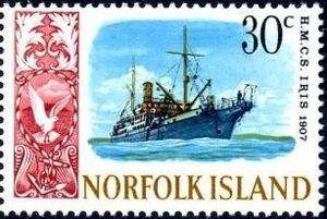 Stamp: "Iris" (Cable Ship), 1907 (Norfolk Island(Marine Vessels) Mi:NF ...