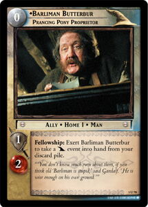 Game Card: •Barliman Butterbur, Prancing Pony Proprietor (Lord of The ...