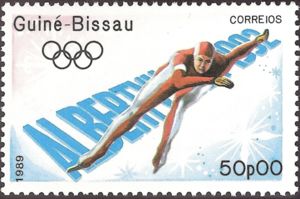 Stamp: Olympic Games Albertville 1992 - Speed Skating (Guinea-Bissau ...