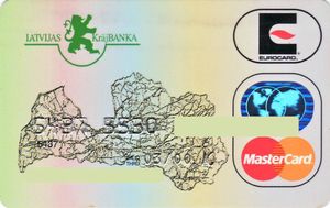 Bank Card: Latvian map (LATVIJAS KrajBANKA, LatviaCol:LV-MC-0020