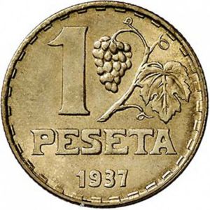 Coin: 1 Peseta (Spain(1931~1939 - Second Republic) WCC:km755