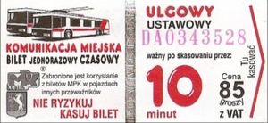 Transport Ticket: Single Ticket (Lublin - MPK, Poland(Regular Tickets ...