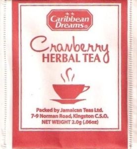 Tea Bag: Cranberry Herbal Tea (Caribbean Dreams, JamaicaCol:TB-JM-0001