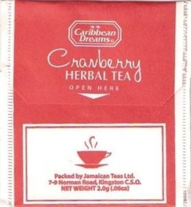 Tea Bag: Cranberry Herbal Tea (Caribbean Dreams, JamaicaCol:TB-JM-0001