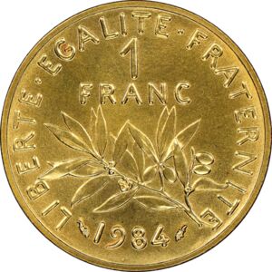 Coin: 1 Franc (O. Roty - Piedfort Gold) (France(1960~2001 - Republic ...