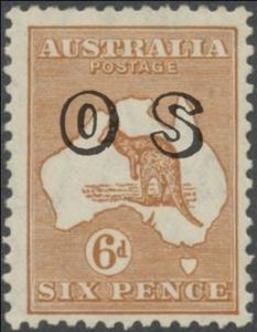 Stamp: Kangaroo and Map, Overprinted OS (Australia(Official stamp) Mi ...