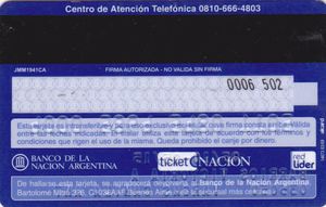 Tarjeta de Banco: Ticket Nación (Banco de la Nación Argentina ...