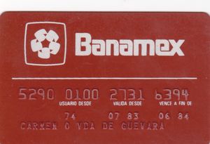 Bank Card: Intra-bank Card (Banamex, MexicoCol:MX-GM-0025