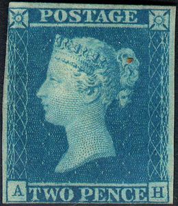 Stamp: Queen Victoria - Two Penny Blue (United Kingdom of Great Britain ...