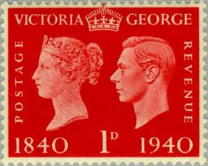 Stamp: Centenary postage stamp (United Kingdom of Great Britain ...