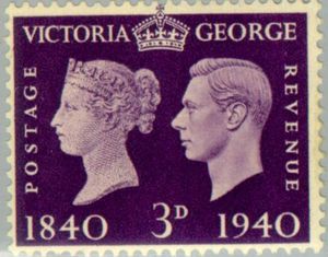 Stamp: Centenary postage stamp (United Kingdom of Great Britain ...