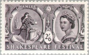 Stamp: Hamlet contemplating Yorick's Skull (United Kingdom of Great ...