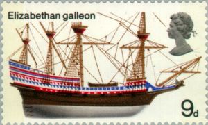 Stamp: Elizabethan Galleon (United Kingdom of Great Britain & Northern ...