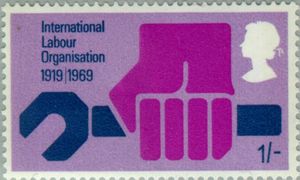 Stamp: ILO Emblem (United Kingdom of Great Britain & Northern Ireland ...