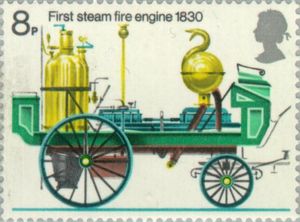 Stamp: First Steam Fire-engine, 1830 (United Kingdom of Great Britain ...