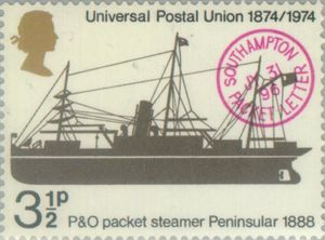 Stamp: P & O Packet Steamer - Peninsular, 1888 (United Kingdom of Great ...