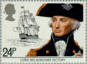 Stamp: Lord Nelson and H.M.S. Victory (United Kingdom of Great Britain ...