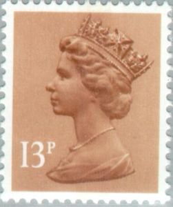 Stamp: Queen Elizabeth II - 13p Decimal Machin (United Kingdom of Great ...