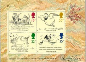 Stamp: Edward Lear souvenir sheet (United Kingdom of Great Britain ...