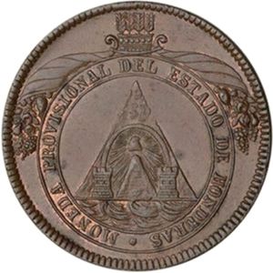 Coin: 8 Pesos (Honduras) (1862 - Provisional Coinage) WCC:km27