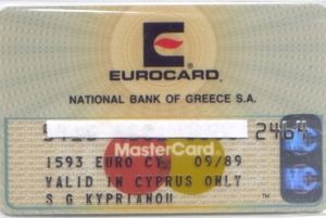 Bank Card: Eurocard (National Bank of Greece (CYPRUS), Cyprus) Col:CY ...