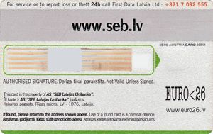 Bank Card: Student Card (SEB Latvija Unibanka, LatviaCol:LV-VE-0017