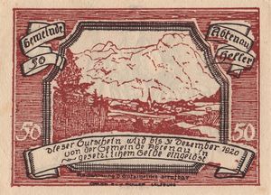 Sedel: 50 Heller (Österrikiska Nödsedlar(Abtenau) Jak:3a-50