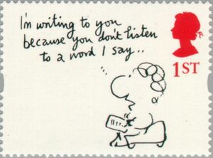 Stamp: "I'm writing to you because....." (Mel Calman) (United Kingdom ...