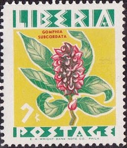 Stamp: Gomphia subcordata (Liberia(Flowers (1955)) Mi:LR 478,Sn:LR 351 ...