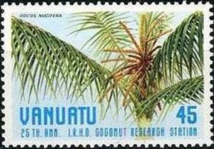 Stamp: Coconut (Cocos nucifera) (Vanuatu(25 Years Coconut Research ...