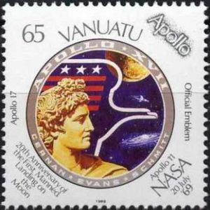 Stamp: Apollo 17 Emblem (Vanuatu(20th Anniversary of the first Manned ...