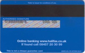 Bank Card: Visa Electron "Halifax Cardcash" (Halifax, United Kingdom of ...