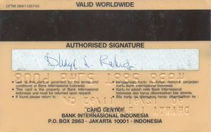Bank Card: Visit Indonesia Year 1991 (Bank BII, Indonesia) Col:ID-MC-0002