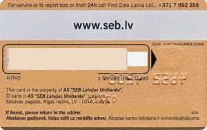Tarjeta de Banco: Gold-2 (SEB Latvija Unibanka, LetoniaCol:LV-VI-0038