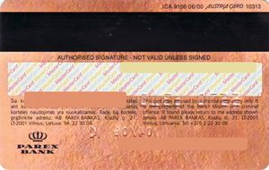 Bank Card: Mastercard (Parex Bank, LithuaniaCol:LT-MC-0006