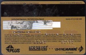 Bank Card: BANCARIBE (Banco Del Caribe, VenezuelaCol:VE-VI-0336
